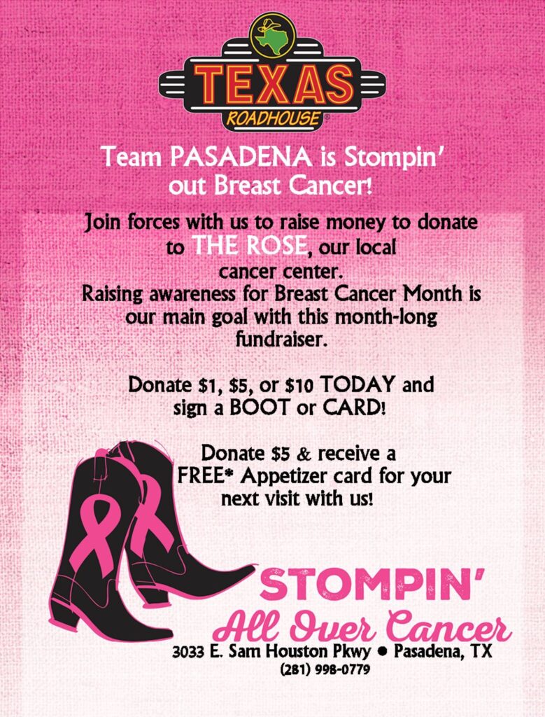 Texas Roadhouse Pasadena - Stompin' Out Breast Cancer | The Rose ...